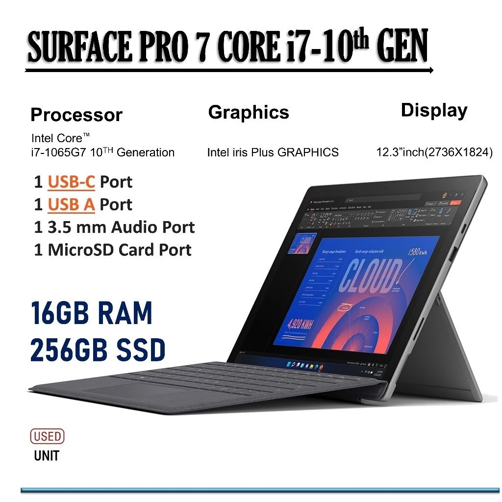 Microsoft Surface PRO 7 Intel Core i7 10TH GEN 16GB RAM SIGNATURE ...