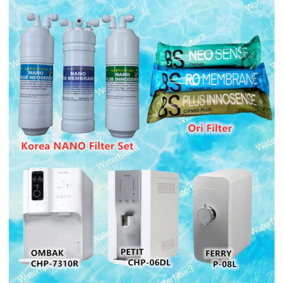 Coway Ori 8" Filter & 8" OEM Korea NANO Ro Filter For Petit & Ferry ...