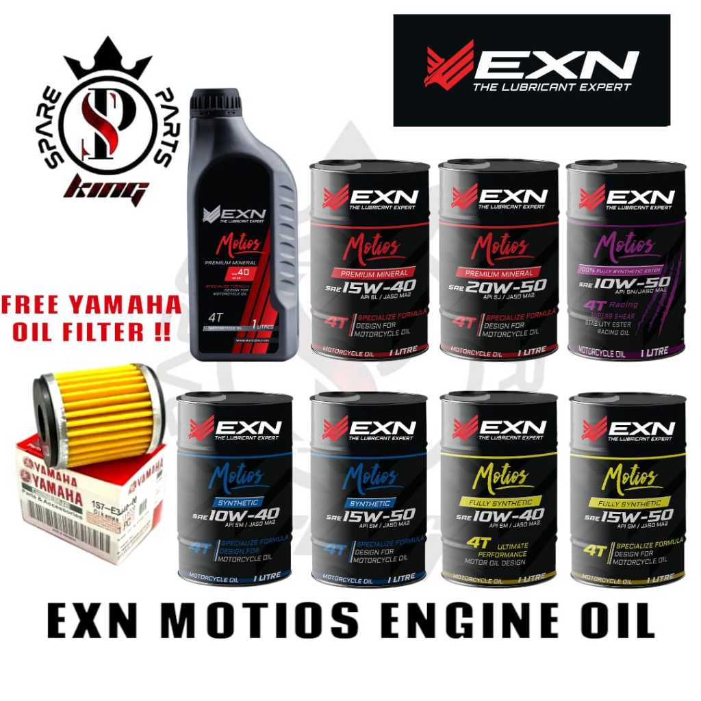 ORIGINAL EXN MOTIOS 4T ENGINE OIL MINYAK HITAM FULLY SEMI SYNTHETIC ...