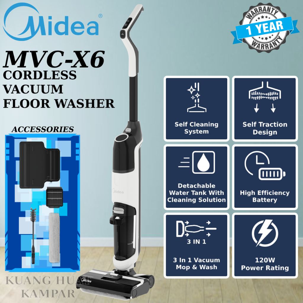MIDEA WET & DRY FLOOR CLEANER CORDLESS VACUUM CLEANER WITH SELF ...