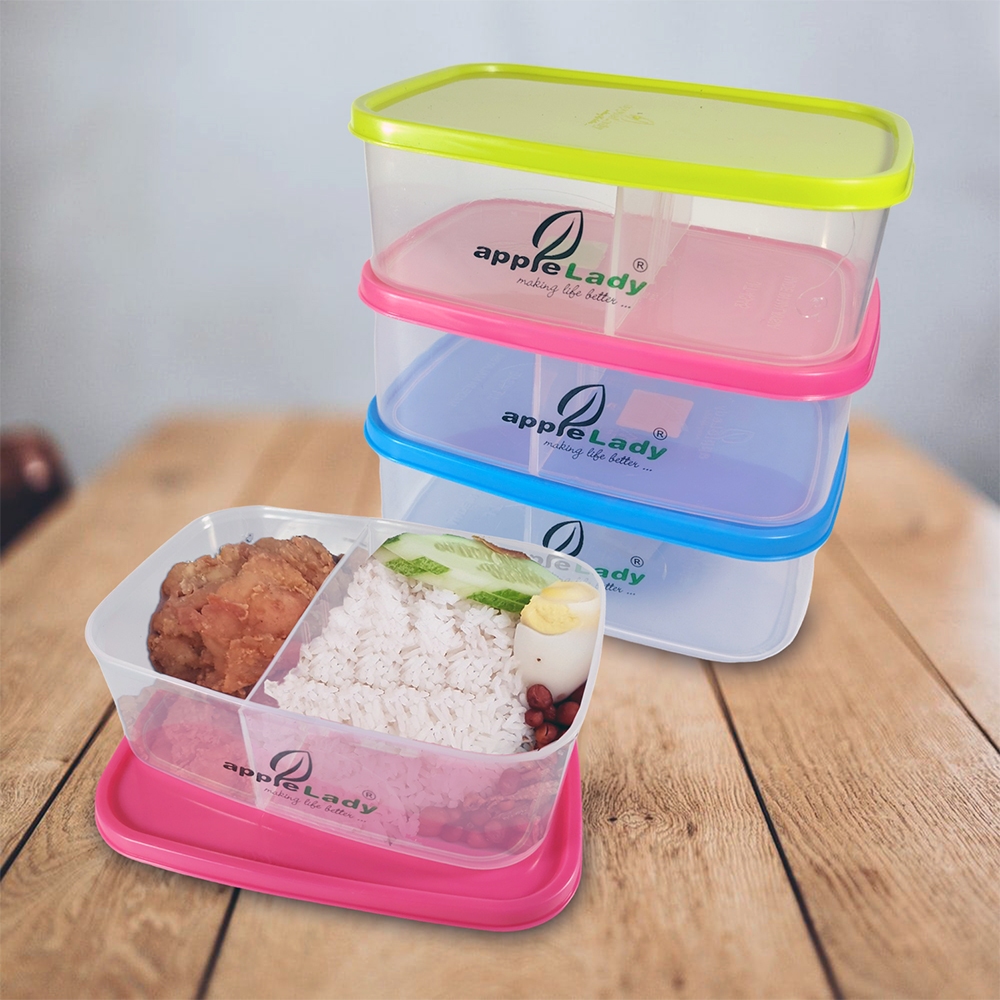 Plastic Lunch Box School Home Office 2 Compartment Bekas Makanan ...