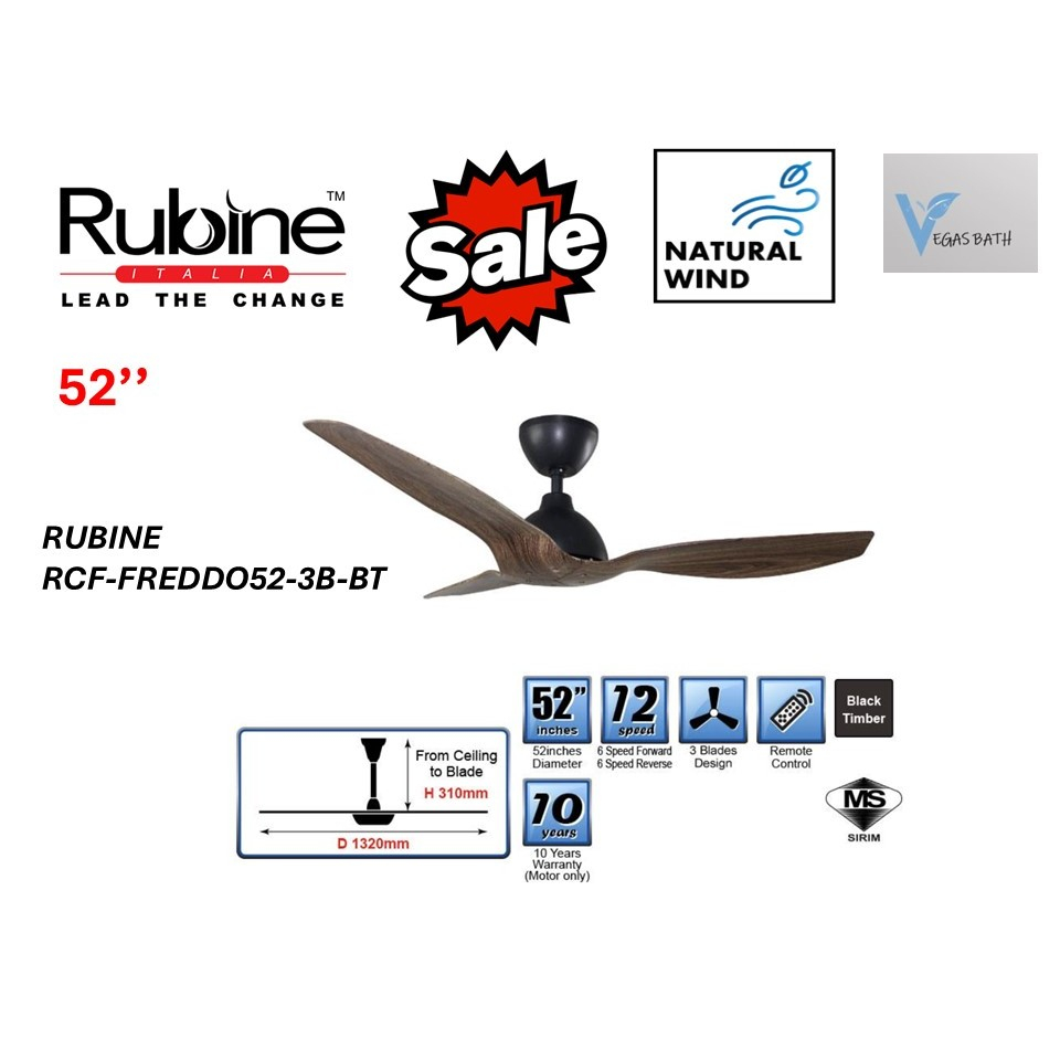 RUBINE RCF-FREDDO52-3B-BT CEILING FAN | Shopee Malaysia