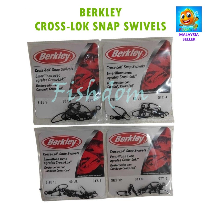 FISHDOM BERKLEY CROSS-LOK SNAP SWIVELS FISHING SWIVELS MOHAN CROSS LOK ...