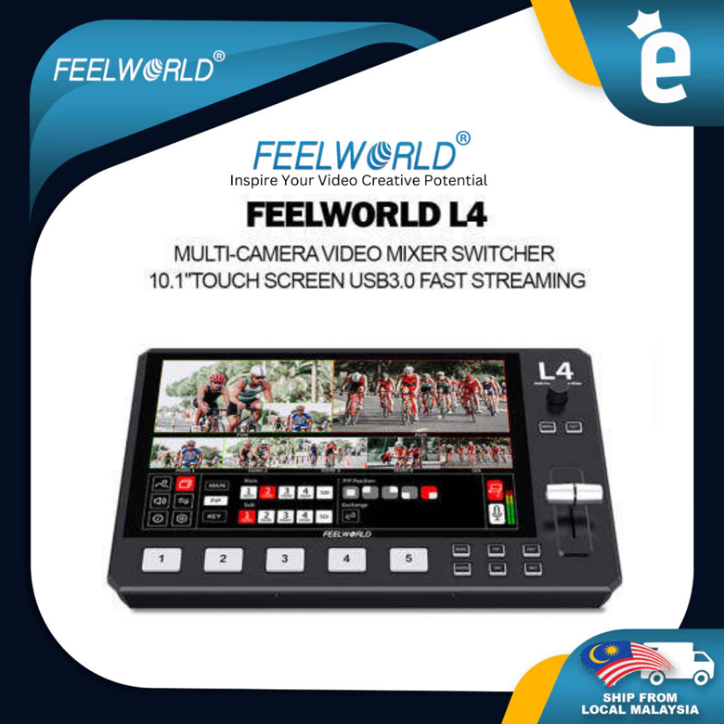 FEELWORLD L4 Multi-camera Video Mixer Switcher 10.1"Touch Screen USB3.0 ...