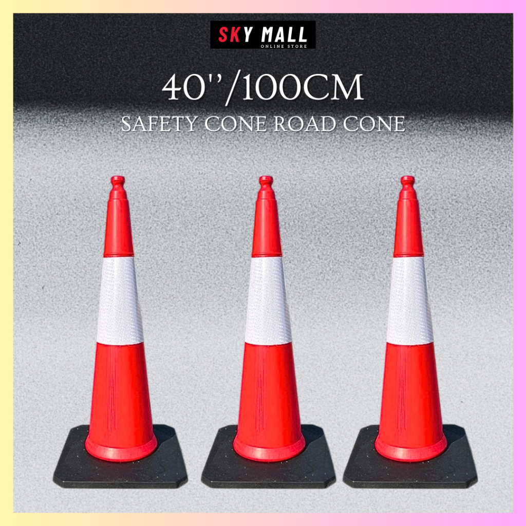 40"/100cm Safety Cone Road Cone Traffic Cone PVC Reflective Sticker ...