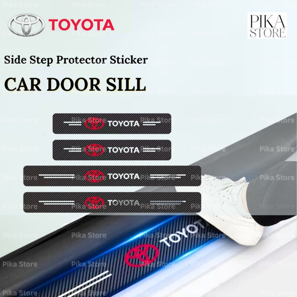 Toyota Car Door Side Step Protector Sticker Carbon Door Sill Vios Yaris ...