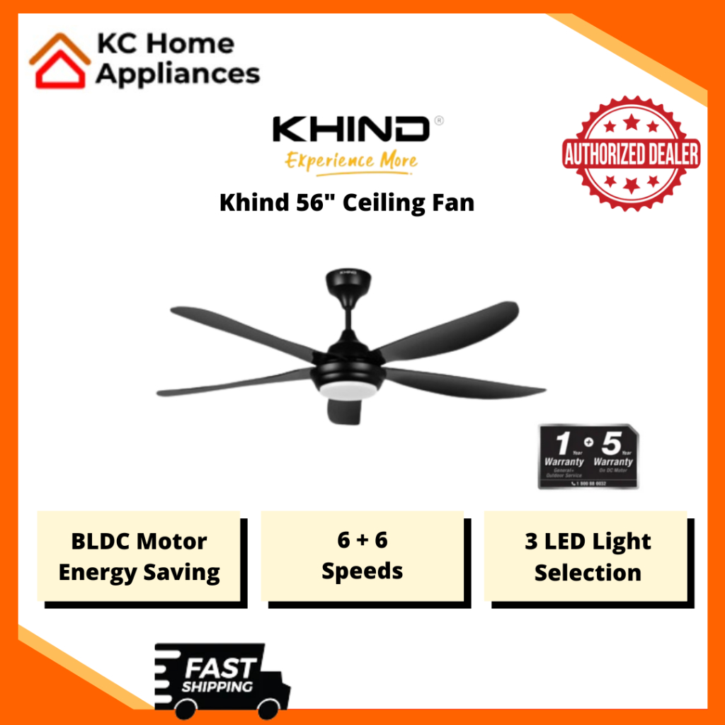 Khind 56" Ceiling Fan | 38W | Fan Timer | 3 Speed Motor | With LED ...