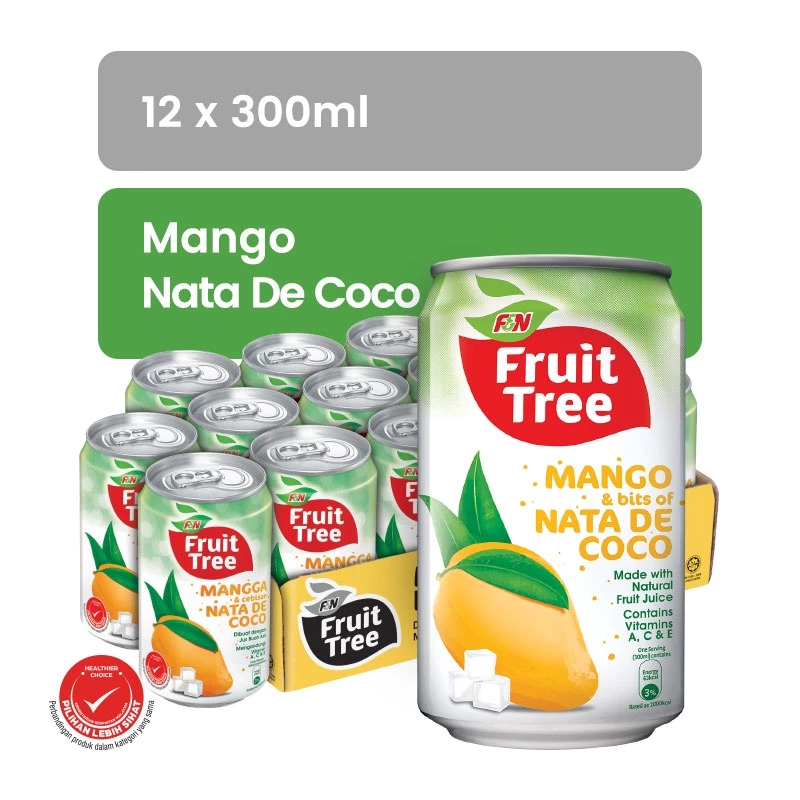 F&N FRUIT TREE MANGO FRUIT DRINK WITH NATA DE COCO 300ML X 12 CANS (1 ...