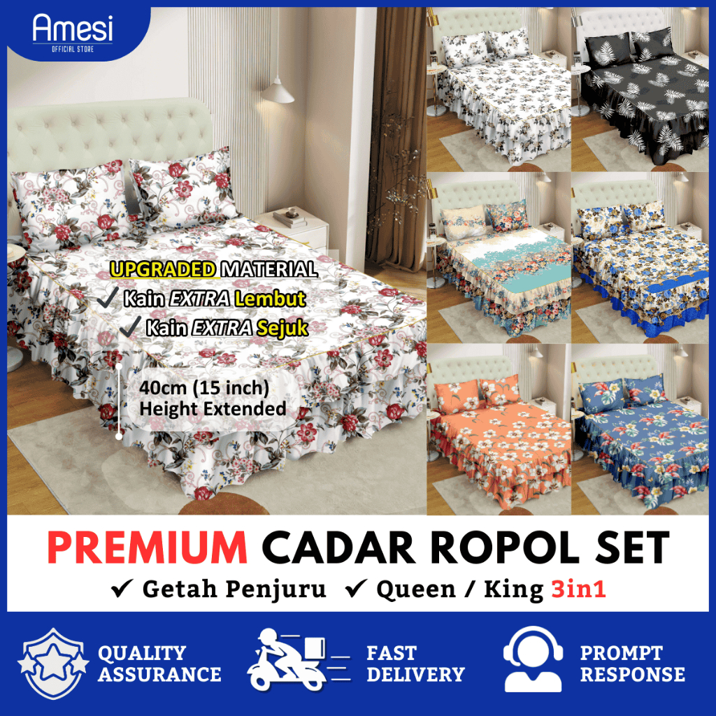 3 in 1 Cadar Ropol Beropol Patchwork Pengantin Set Puteri Bedskirt ...