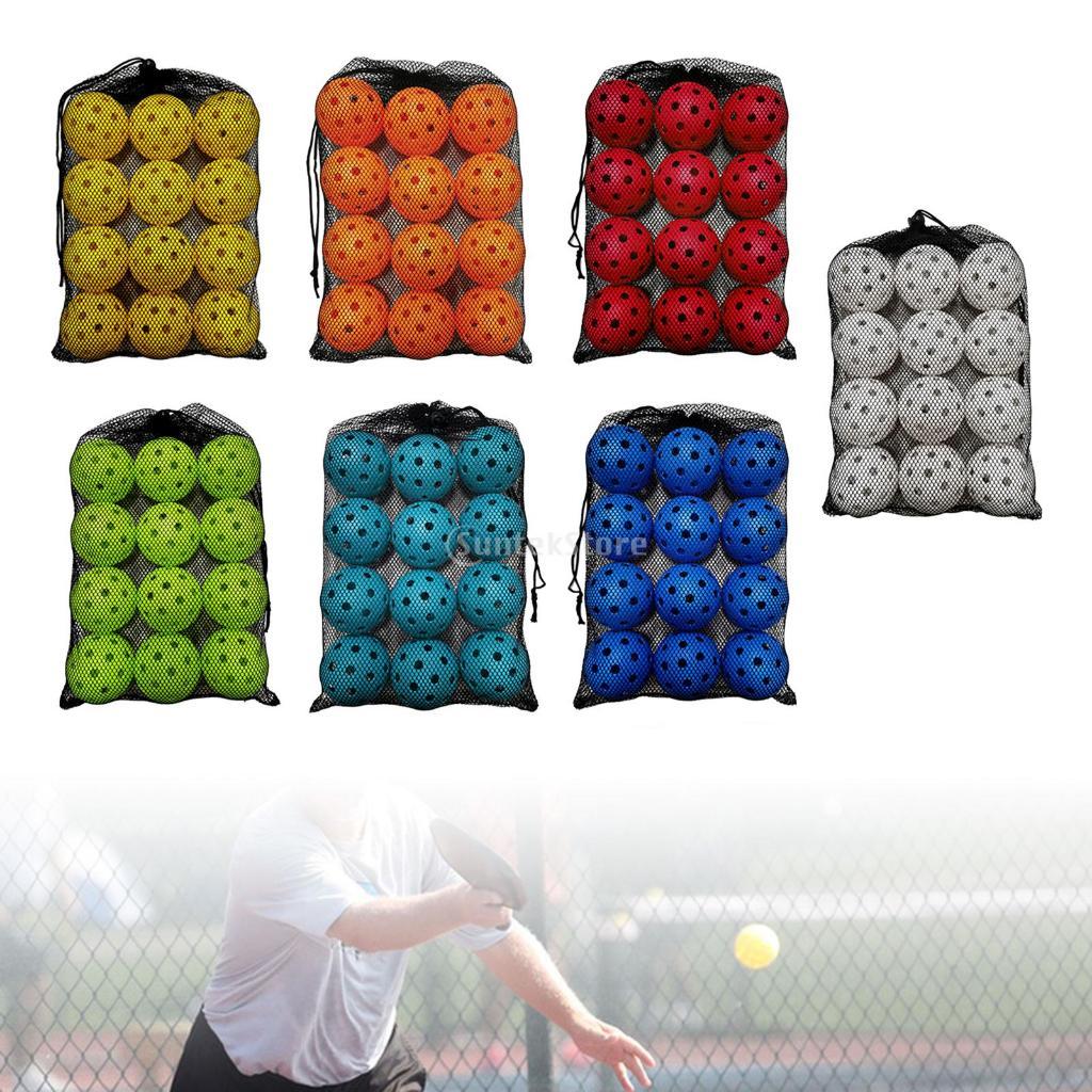 40 Holes Pickleball Balls with Net Bag Outdoor Pickleball High Elastic ...