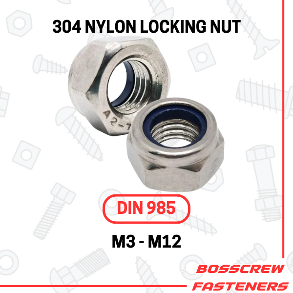 SS Nylon Lock Nut m3 ~ m12 (DIN985) (Stainless Steel Locking Nut), 304 Rubber Nut, Skru Lock ...