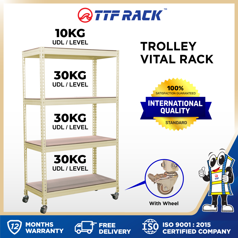 TTF Rack™ TROLLEY Vital Rack with wheel (H150cm-180cm (D)30-60cm (L)30 ...