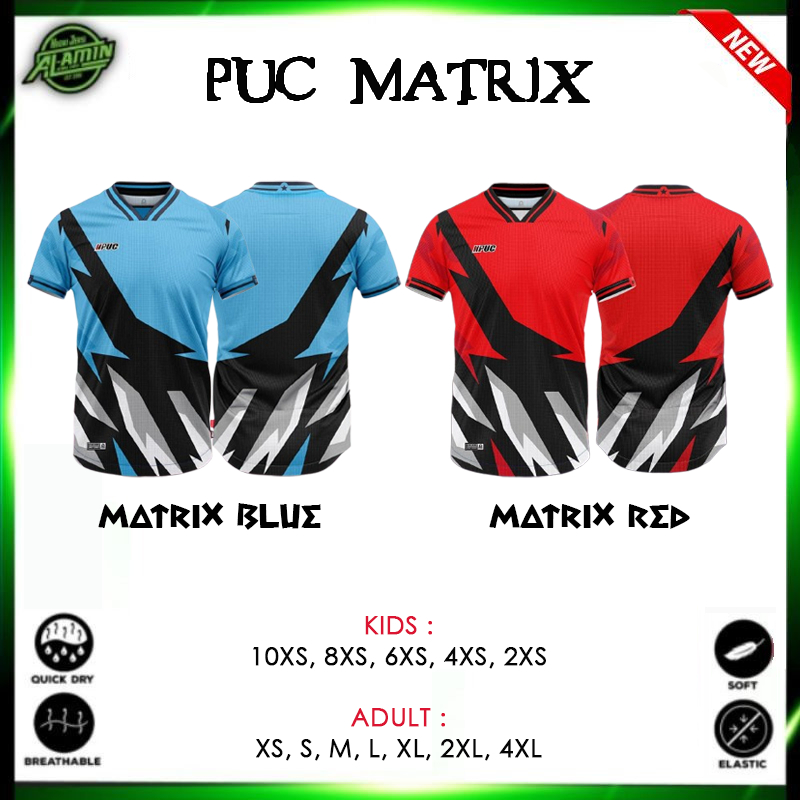 PUC MATRIX | Blue & Red | Jersi Kids & Adult | Player Collection ...