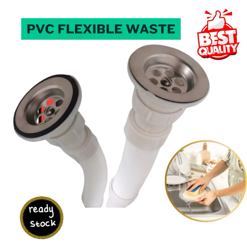 Flexible Waste UPVC Drain Hose in Sink Outlet for Plumbing Faucet Bas ...