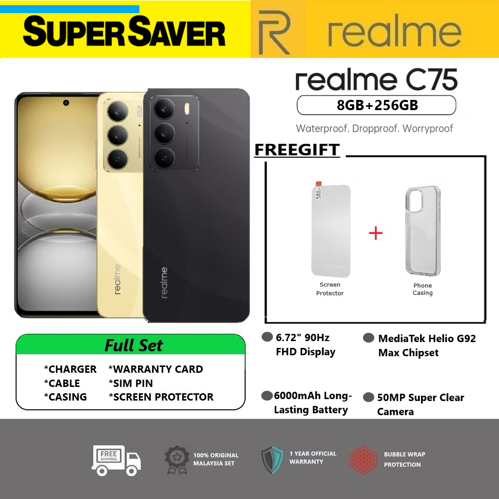 Realme C75 8GB+256GB | 6000mAh 45w | Water Resistant IP69 ArmorShell ...