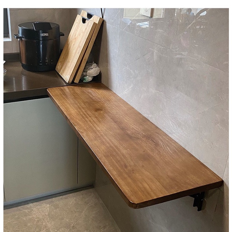 Wall-mounted folding table solid wood wall folding desk bar table ...