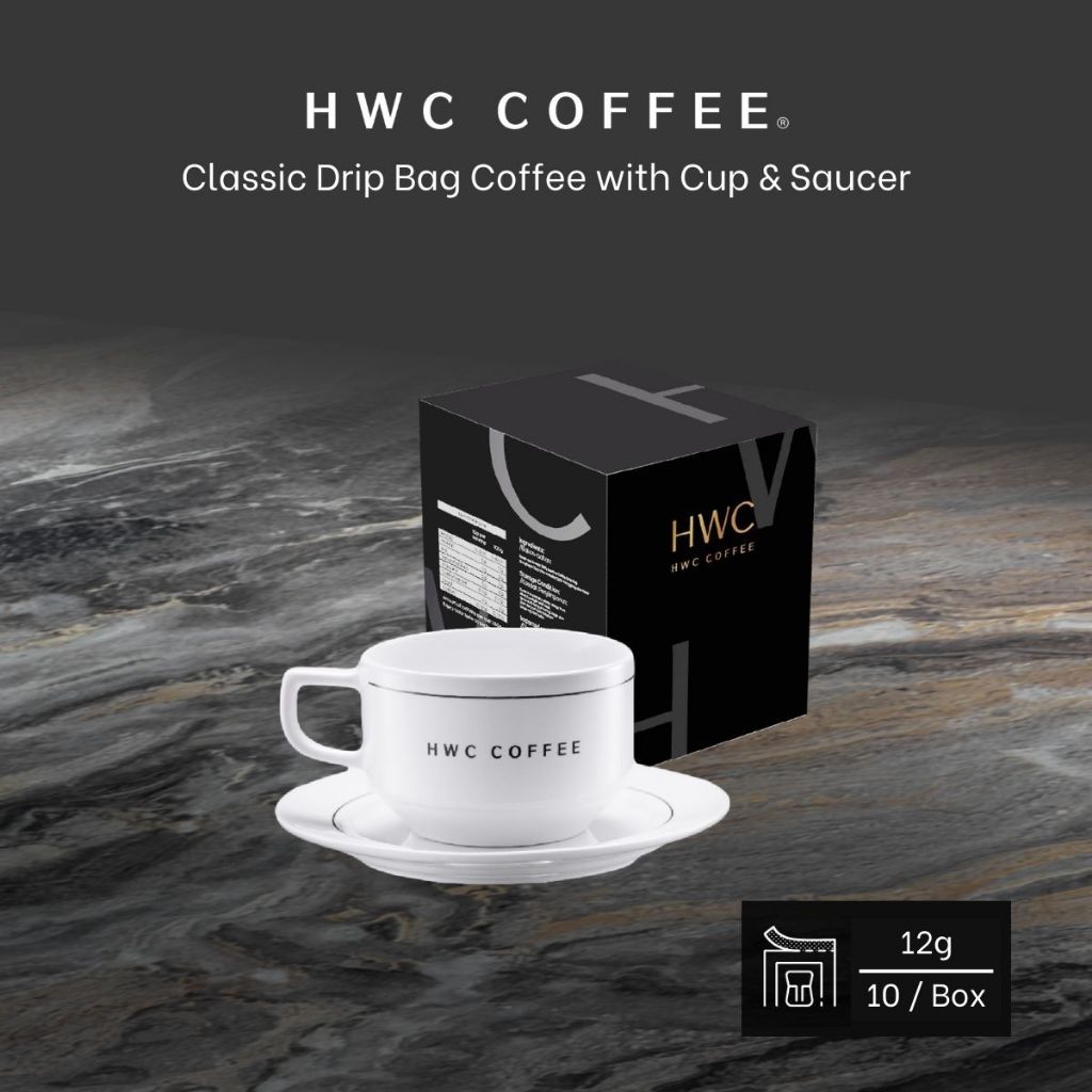 [Combo] HWC Classic Drip Bag Coffee Gift (10's x 12g) + Cup & Saucer ...