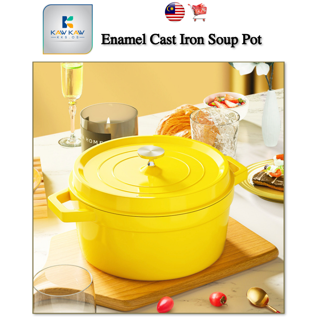 𝐊𝐊𝐒 𝐄𝐧𝐚𝐦𝐞𝐥 𝐂𝐚𝐬𝐭 𝐈𝐫𝐨𝐧 𝐒𝐨𝐮𝐩 𝐏𝐨𝐭 🚚 20cm/24cm Enamel Non-Stick Coating Deep ...