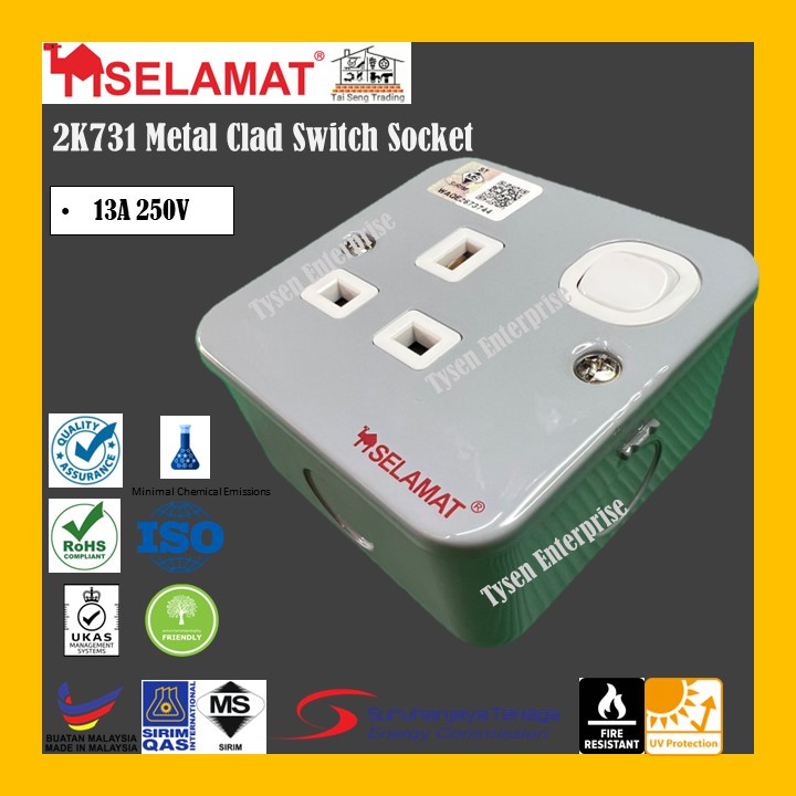 SELAMAT Metal Clad Switches Socket 13A & 15A Single Double Switches ...