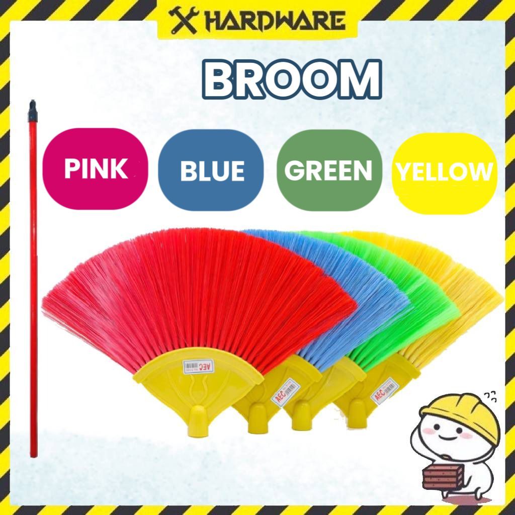 PLASTIC BROOM WITH HANDLE (FAN SHAPE)PLASTIC SOFT BROOM/PENYAPU LANTAI ...