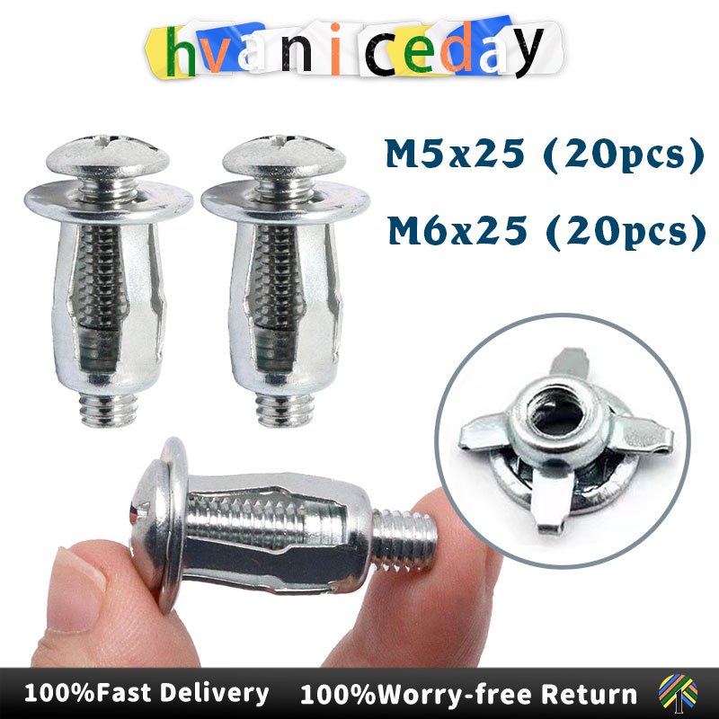 20PCS M5/M6 Expansion Screw Metal Screw Petal Nuts Rivet Nut Wall Plug ...