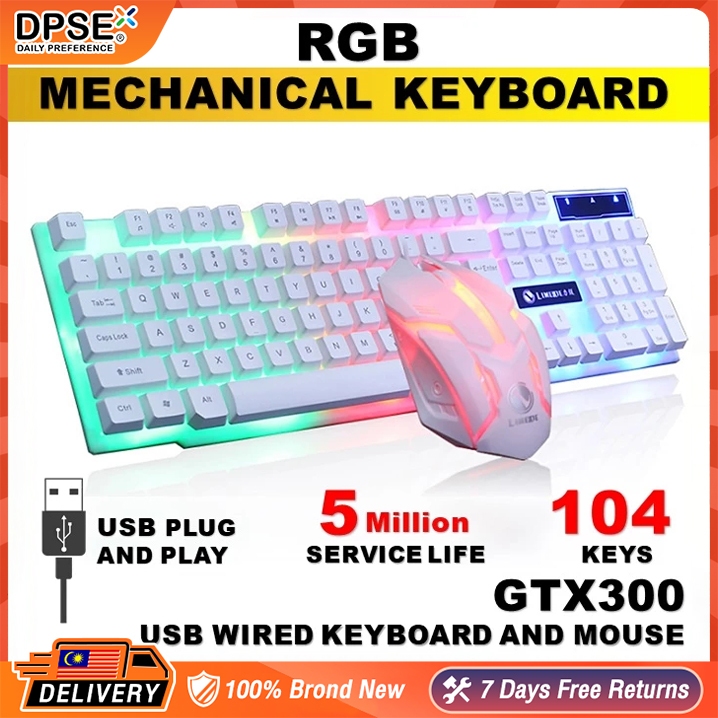 GTX300 Set Gaming Keyboard And Mouse Office Computer RGB Light ...