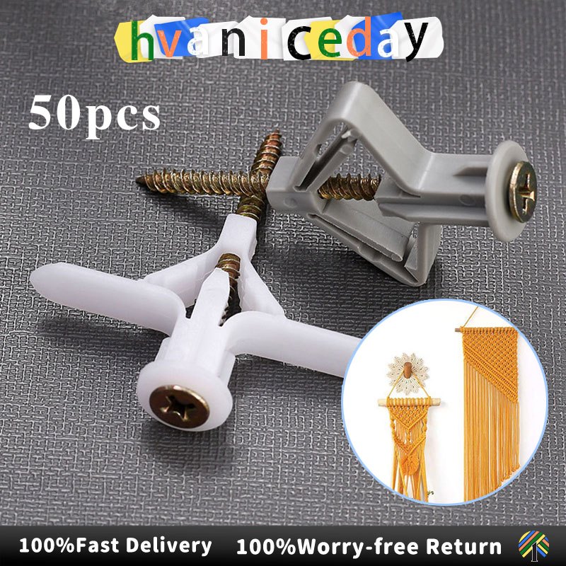50pcs Screw Wall Plug Nylon Aircraft Butterfly Clip Drywall Anchor Kit Hollow Partition Wall ...