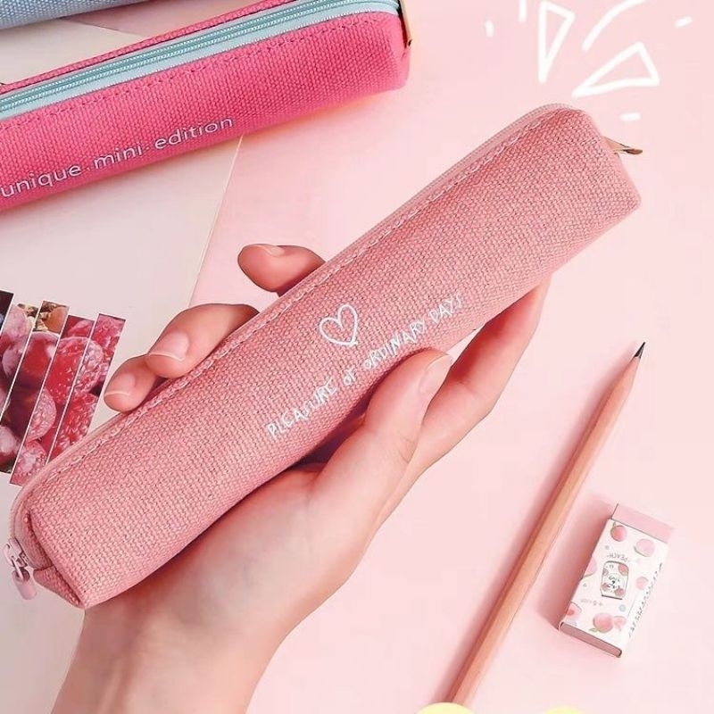 【READY STOCK】Portable Simple Stylish Mini Canvas Pencil Case ...