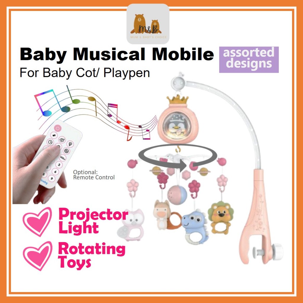 M&B Musical Mobile for Baby Cot/ Playpen with Projector (Battery ...