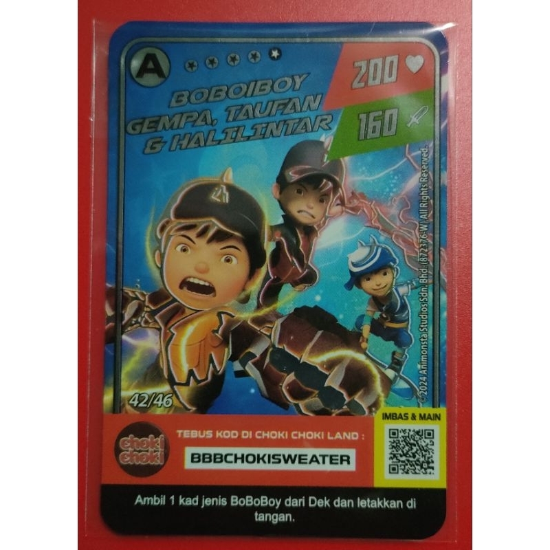 BoBoiBoy kad Choki-choki BoBoiBoy Gempa, Taufan & Halilintar (A) (42/46) | Shopee Malaysia