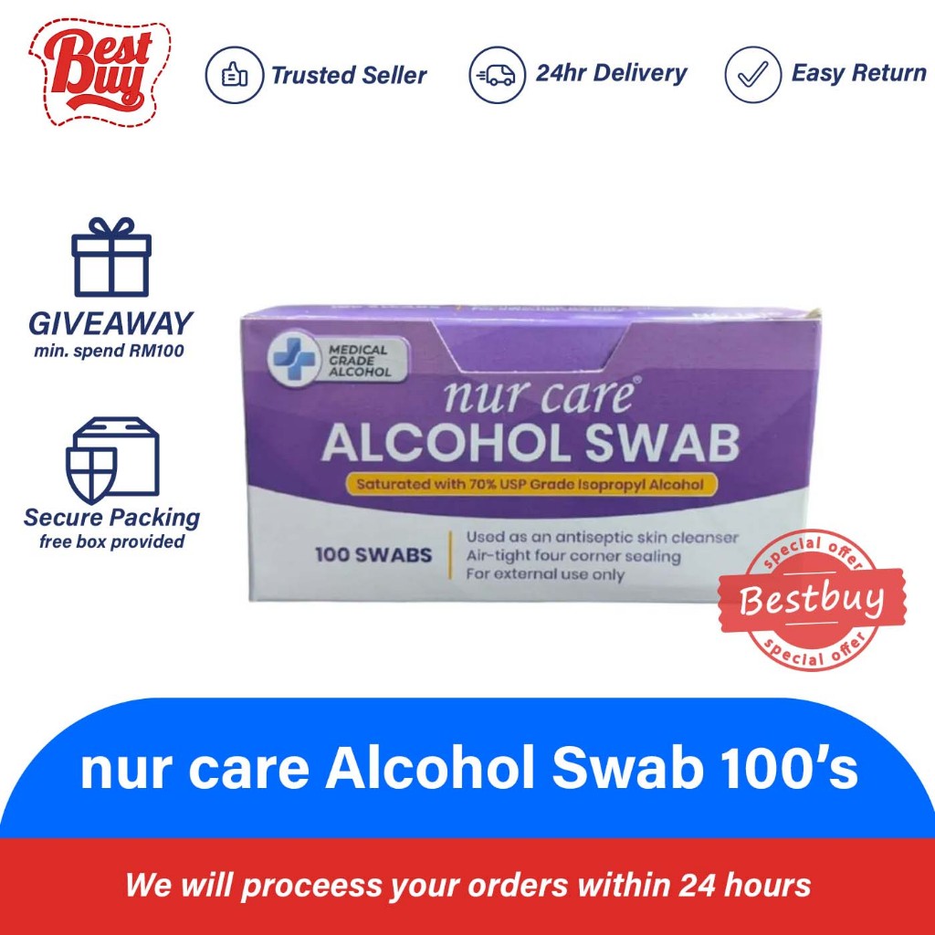 Nur Care Alcohol Swab 100's - Medical Grade (Exp 11/2026) | Shopee Malaysia