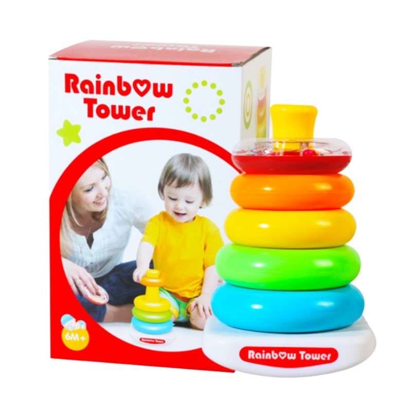 Baby ROCK-A-STACK Rainbow Tower Baby Stacking Rings Infant Early ...