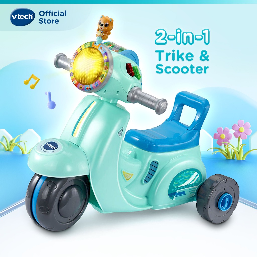 VTECH 2-IN-1 RIDE & BALANCE SCOOTER (Blue) Ride On Toys Scooter ...