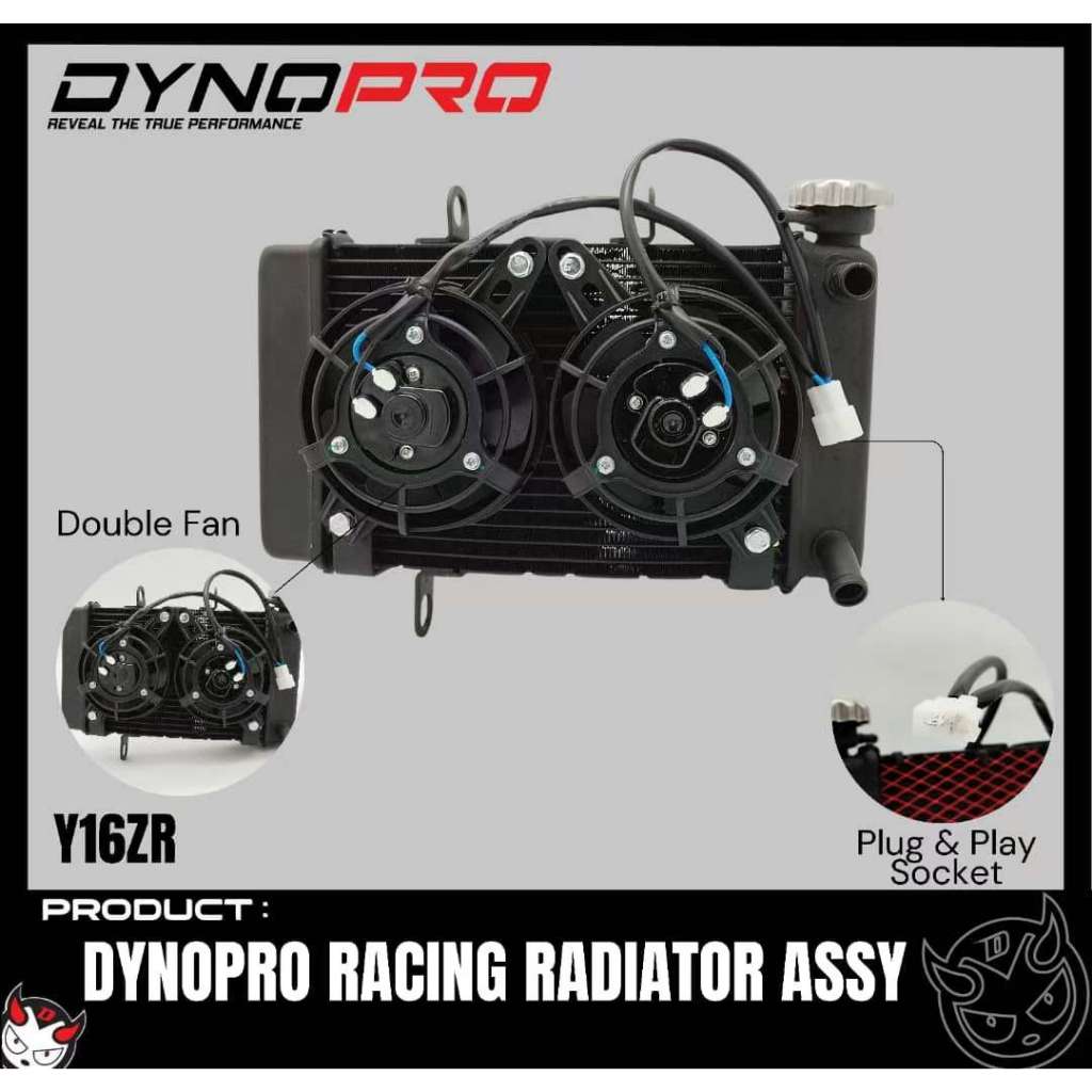 DYNOPRO RACING BIG RADIATOR TANGKI BESAR 2 KIPAS 900ML TWIN FAN Y16ZR ...