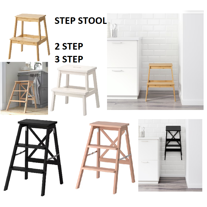SWEDISH DESIGN Step Stool / Step ladder / Kitchen Stool / Kitchen Ladder , 3 steps / 2 Steps ...