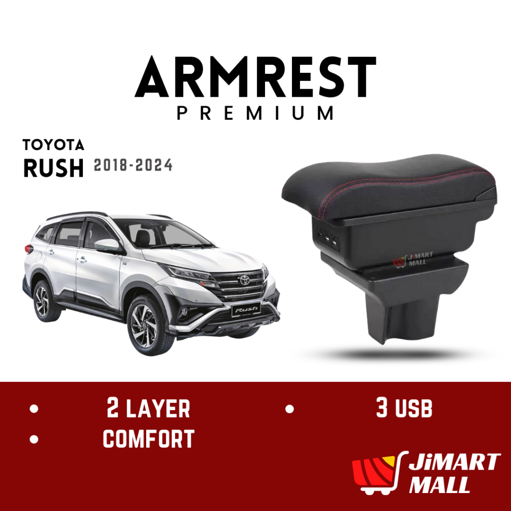 TOYOTA RUSH CAR ARMREST CUSTOMADE 2 LAYER USB PORT Cup Holder Hand Arm ...