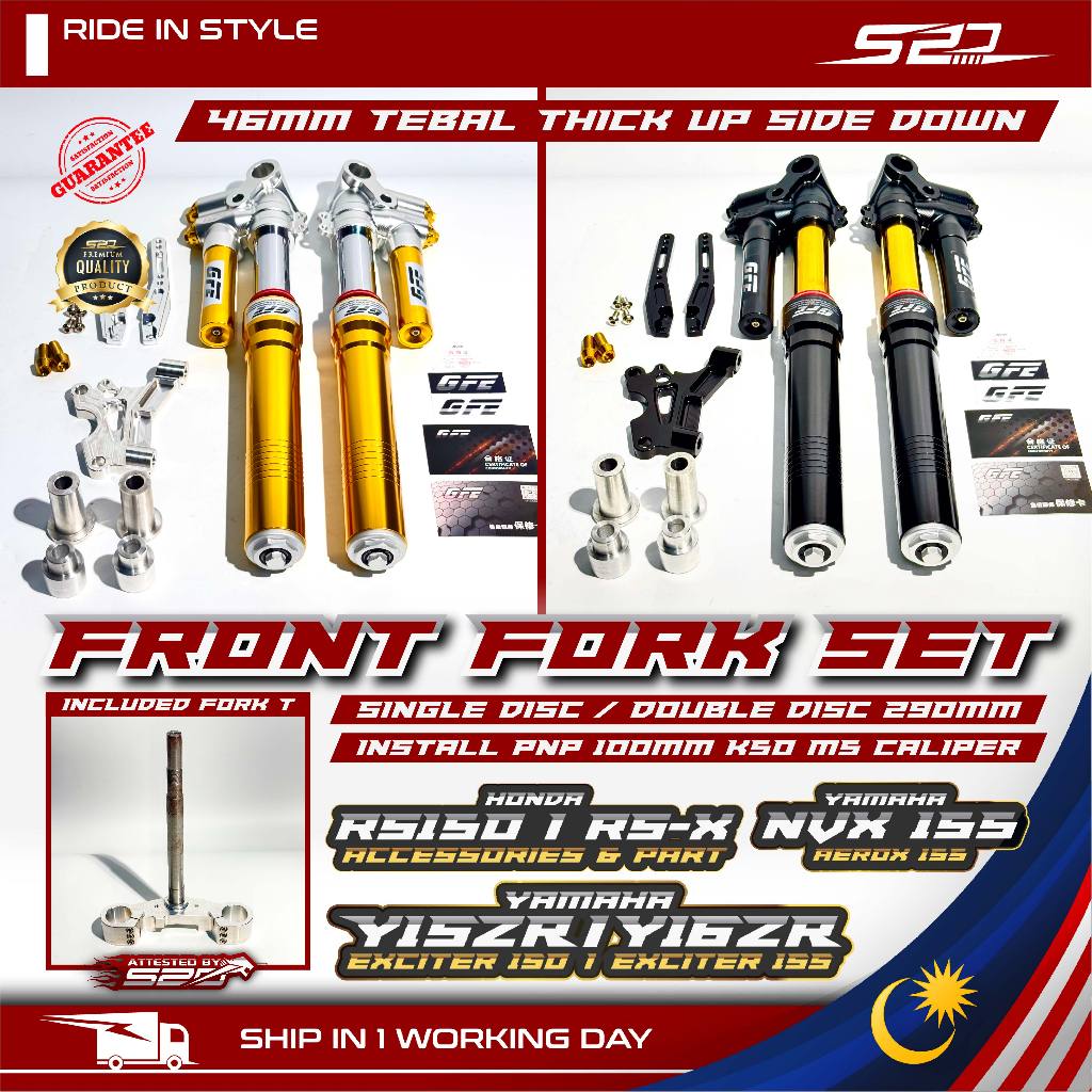 Front Fork Set GFE RS X Y15 Y16 NVX Included Fork T 46MM Tebal USD Single / Double Disc Heavy ...
