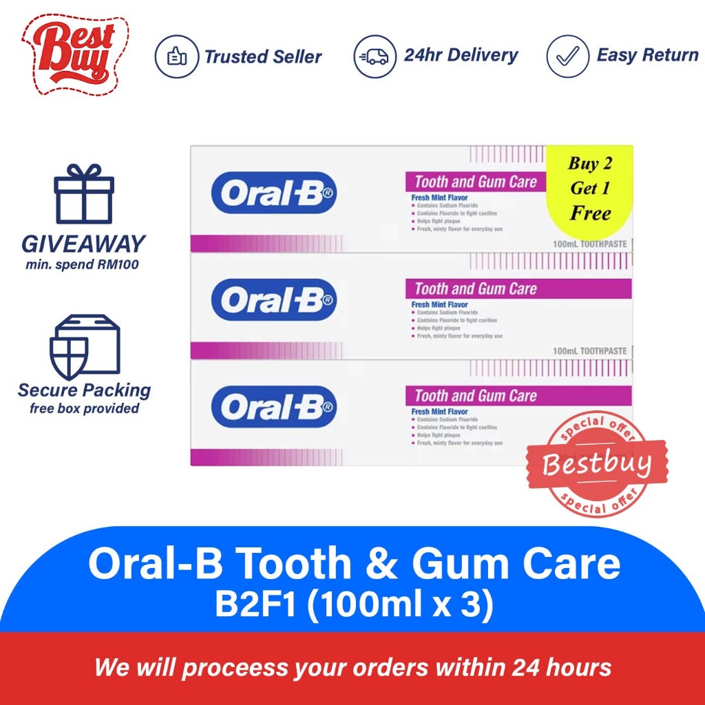 Oral-B Tooth & Gum Care Fresh Mint Toothpaste 3pcs x 100ml (Exp 11/2026 ...