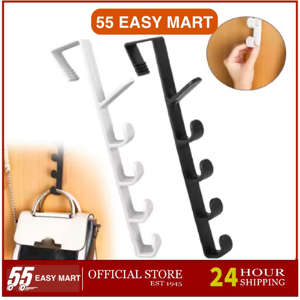 5 HOOKS 🔥READY STOCK🔥 55 EASY MART Multifunctional Fivesegment Hook Portable Coat Hook Door ...