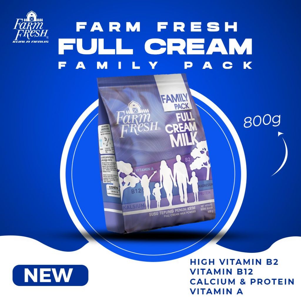New!!! Fullcream Milk Farm Fresh Family Pack (Powder) 800g | Shopee ...