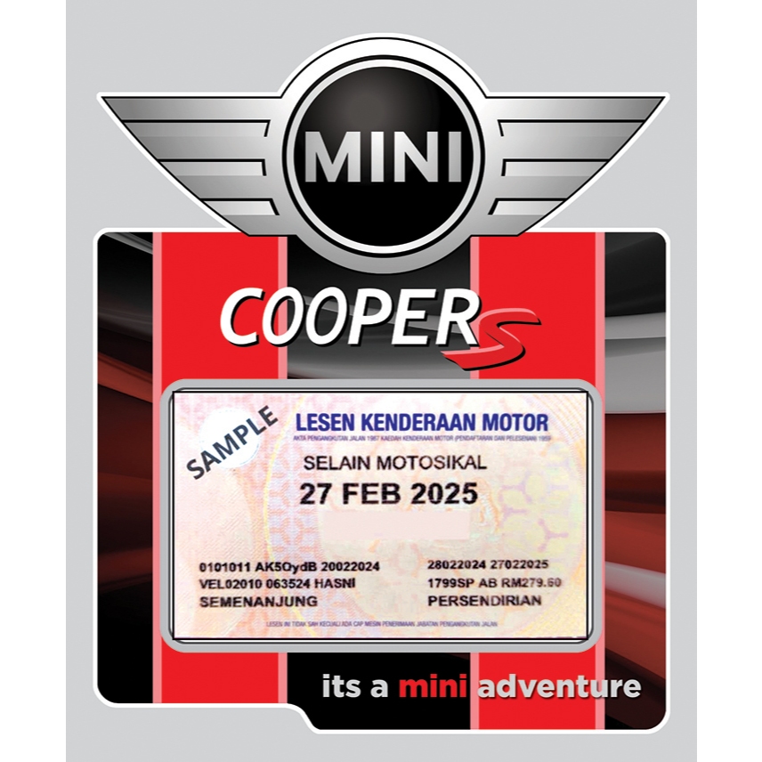 2024 The Latest Version New Road Tax Sticker Mini cooper 迷你宝马现货小张静电路税贴 ...