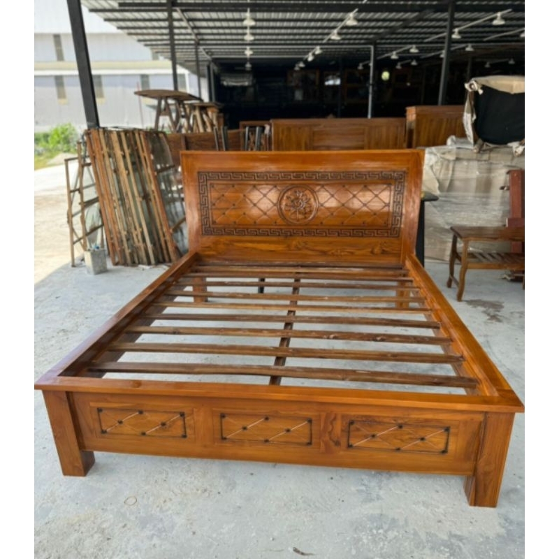 Katil kayu jati Queen King/Queen bed frame/katil teak wood | Shopee ...