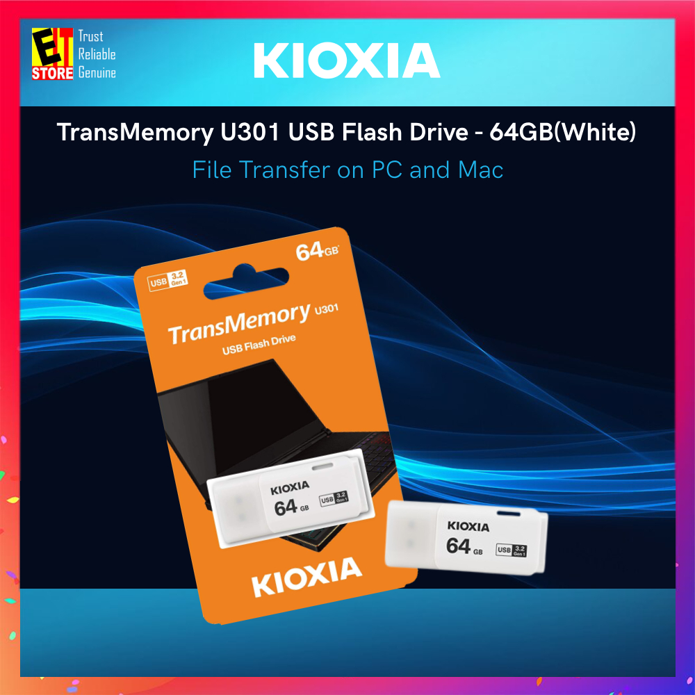 Kioxia TransMemory U301 USB Flash Drive (64GB/128GB/256GB/White/Black ...