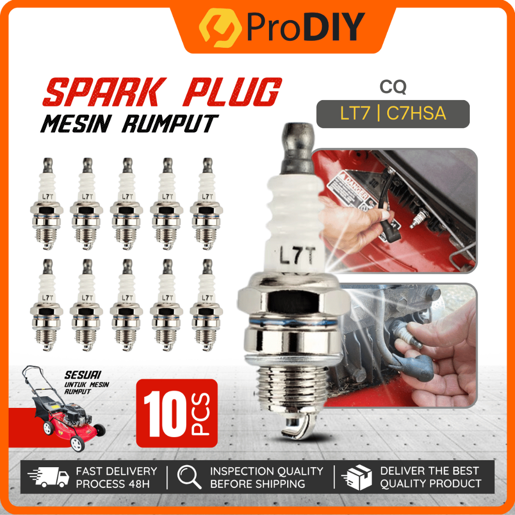 10PCS L7T C7HSA Spark Plug For Lawn Mower Grass Cutter Brush Cutter Trimmer Pemotong Mesin ...