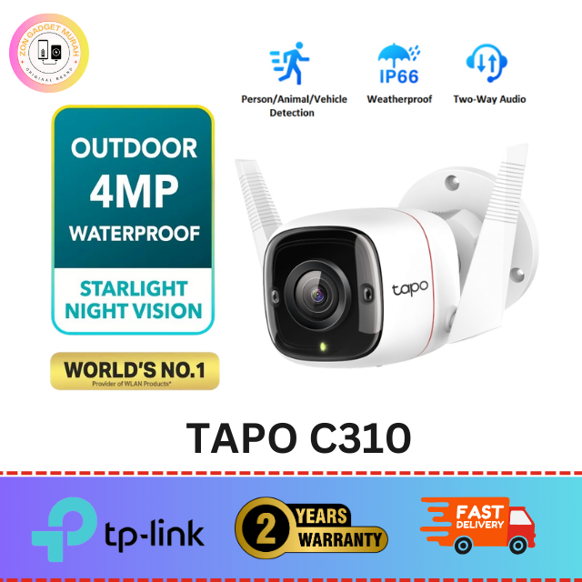 TP-Link Tapo C310 3MP Ultra Resolution Outdoor Security IP66 Weatherproof Wireless Wifi Camera ...