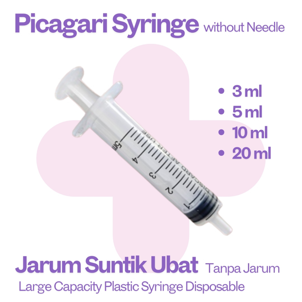 Picagari Syringe without Needle Luer Slip Jarum Suntik 3ml 5ml 10ml ...