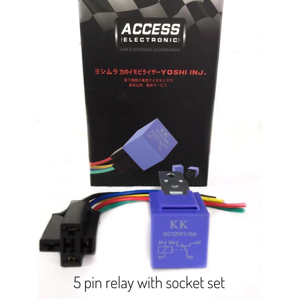 80A 5Pin Relay Socket Kit Car Headlamp Headlight Spotlight Horn Relay ...