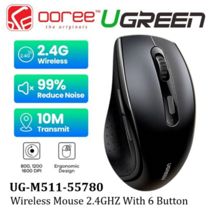 UGREEN UG-M511-55780 WIRELESS MOUSE 2.4GHZ ERGONOMIC DESIGN WITH 6 ...