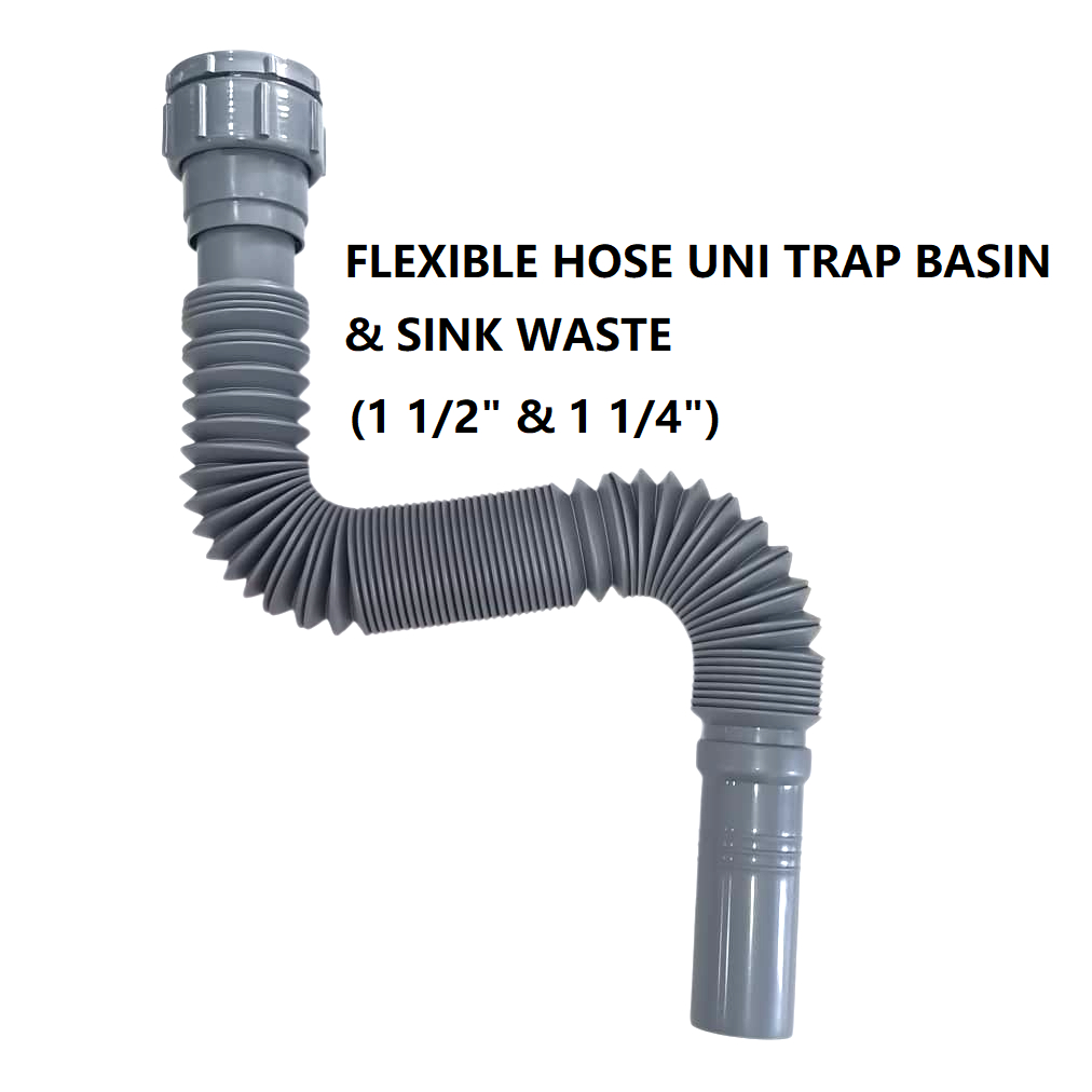 [1PCS] Flexible Hose Uni Trap Basin & Sink Waste Drain (1 1/2”/ 1 1/4 ...
