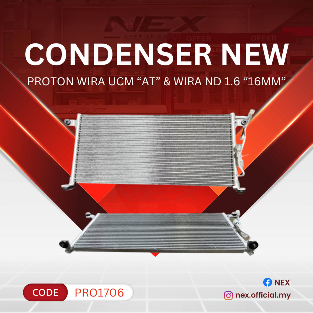 AIR COND CONDENSER NEW PROTON WIRA UCM "AT" & WIRA ND 1.6 "16MM" (DENSO ...